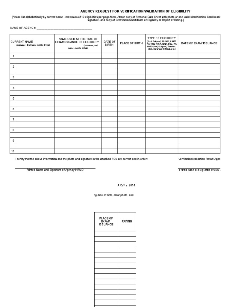 Agency Verification Request Form | PDF | Identity Document | Government ...