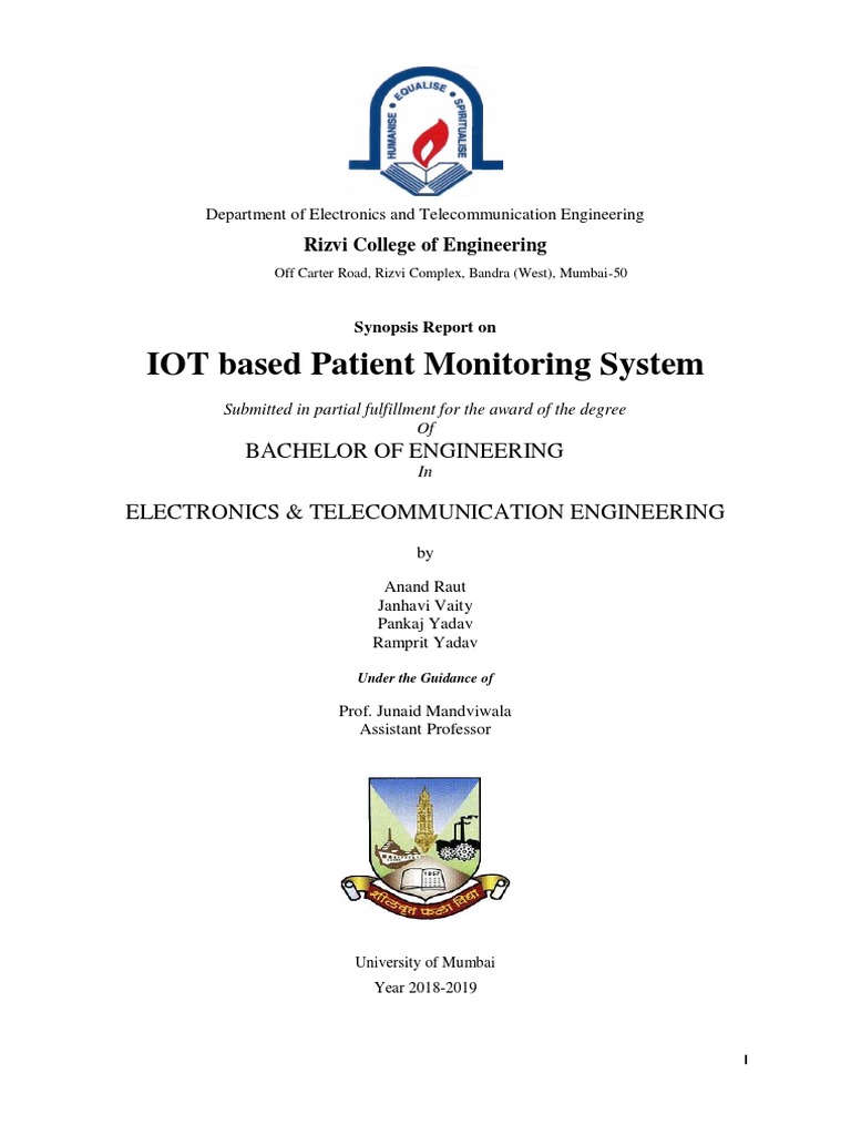 IOT Based Patient Monitoring System: Bachelor of Engineering | PDF ...
