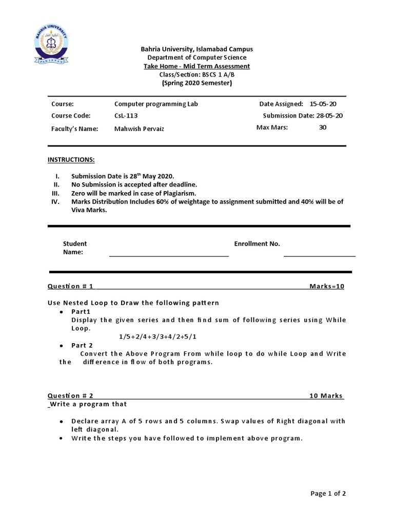 CP Lab MidtermAssessment 16052020 125841am | Download Free PDF | String (Computer Science ...