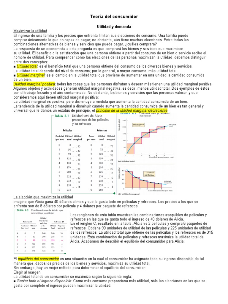 Unidad 2 Teoría Del Consumidor | PDF | Utilidad marginal | Utilidad