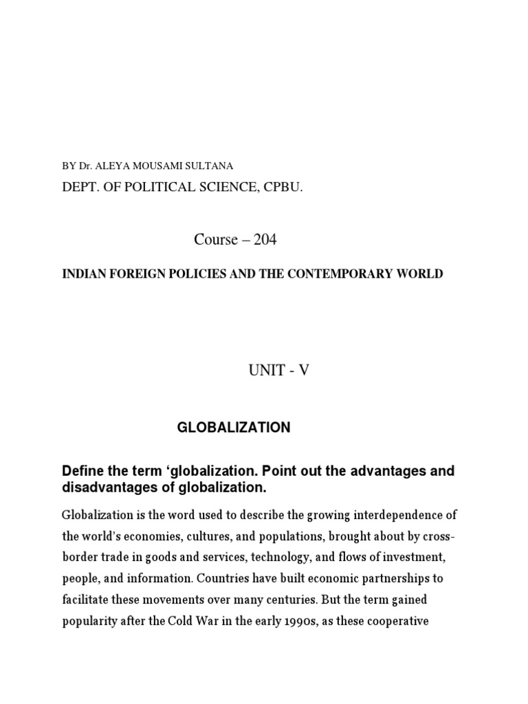 Globalisation Question | PDF | Globalization | Free Trade