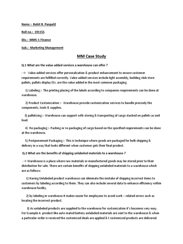 MM Case Study | PDF | Warehouse | Packaging And Labeling