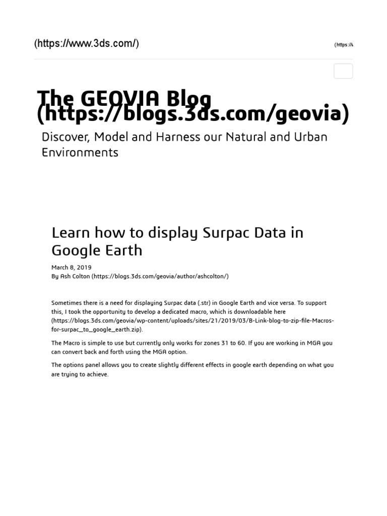 Learn How To Display Surpac Data in Google Earth | PDF | World Wide Web ...
