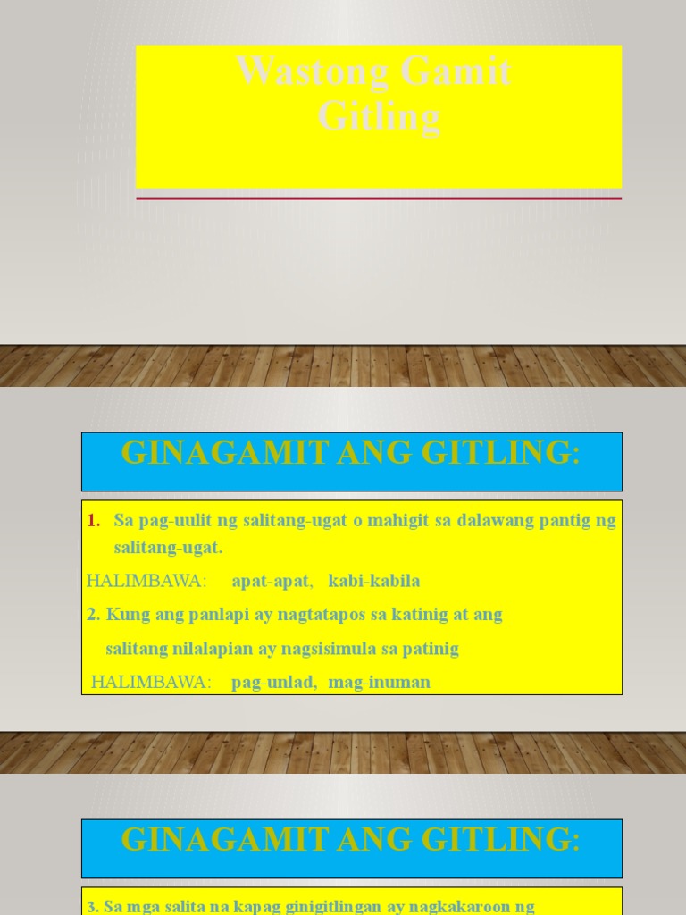 Wastong Gamit Gitling | PDF