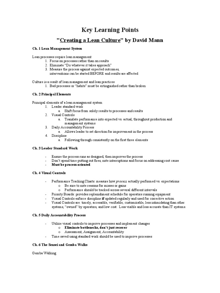 4 - BOOK REVIEW - Creating A Lean Culture - Key Learnings | PDF | Lean ...