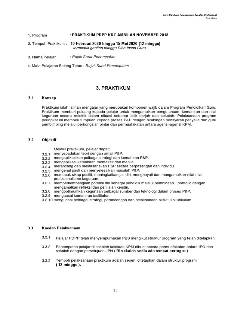 Maklumat Panduan Praktikum PDPP | PDF