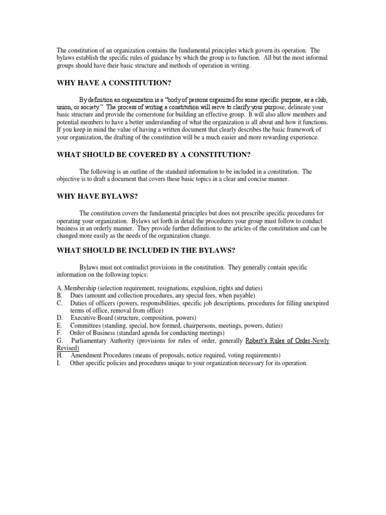Constitution and Bylaws Guide | PDF | Committee | By Law