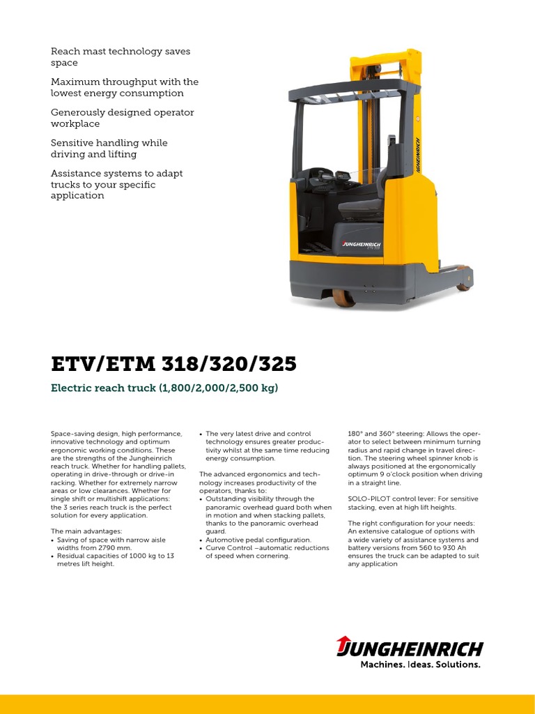 ETV/ETM 318/320/325: Electric Reach Truck (1,800/2,000/2,500 KG) | PDF ...