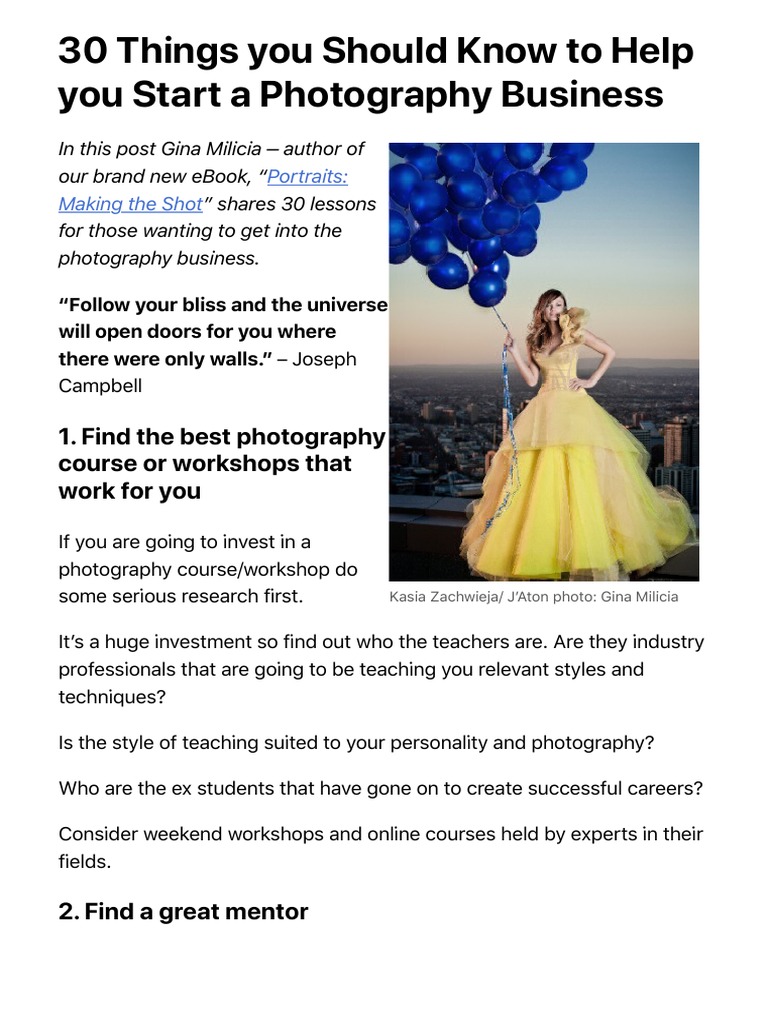 30 Things To Start Up A Photography Business | PDF | Raw Image Format ...