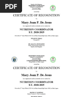 Certificate of Recognition For Feeding Program | PDF