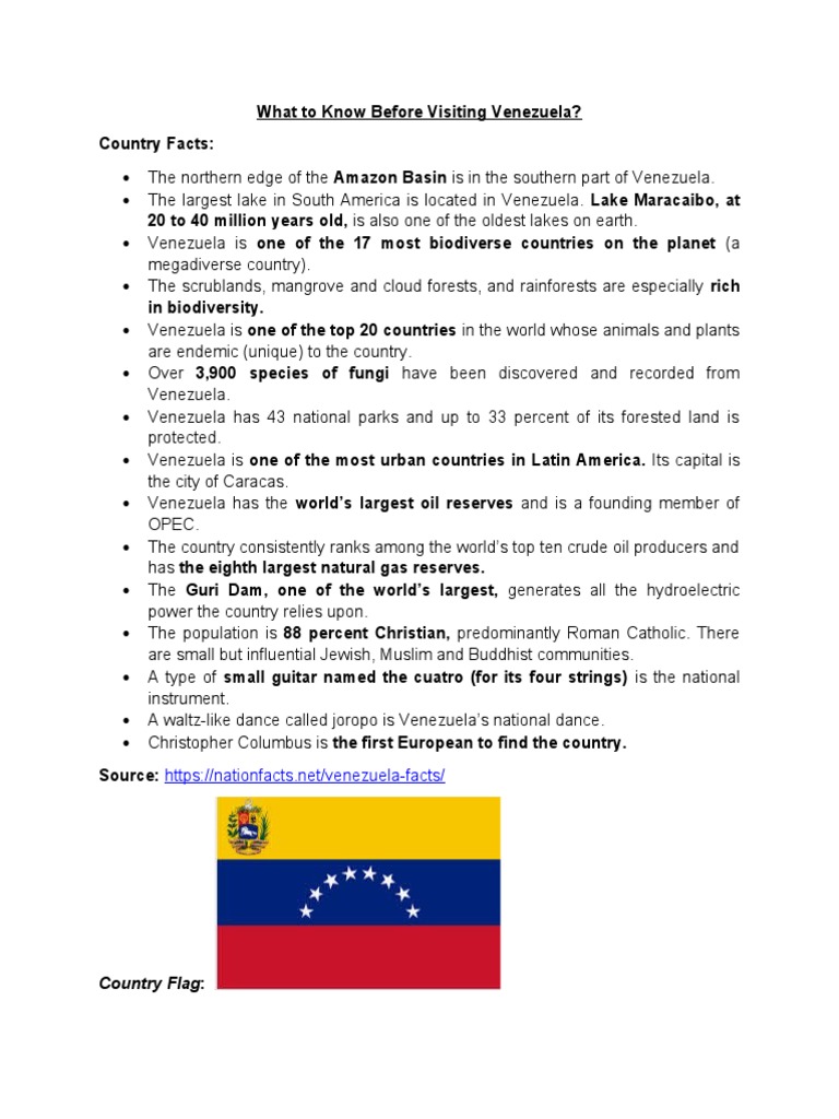 What To Know Before Visiting Venezuela? Country Facts | PDF | Venezuela ...