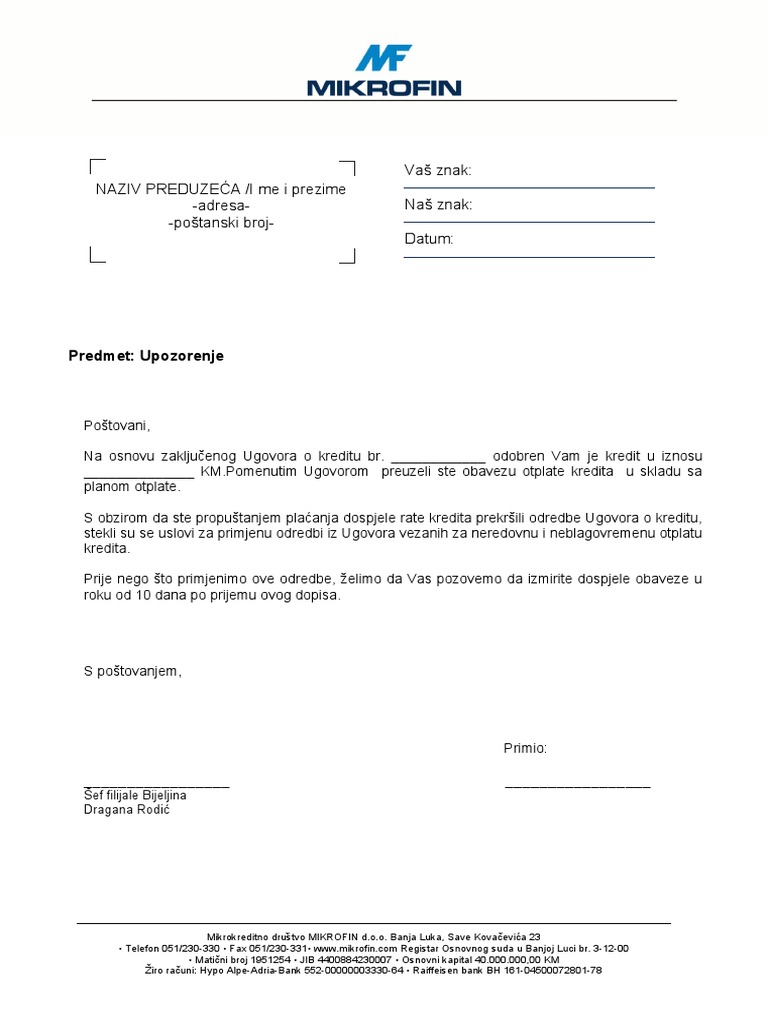 I Opomena Klijentu | PDF