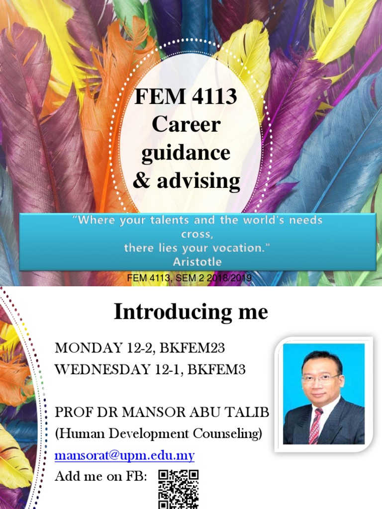 Week 1 Career Guidance and Advising 2019 | PDF | Counseling Psychology ...