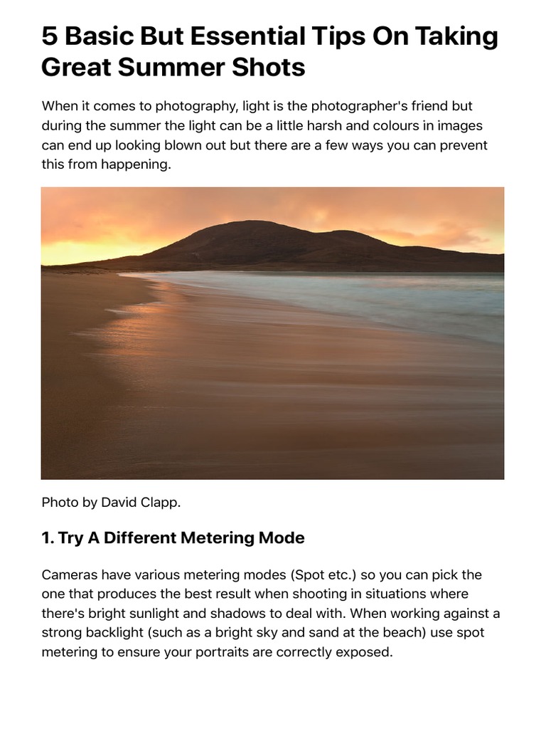 Great Summer Shots | PDF | Exposure (Photography) | Flash (Photography)