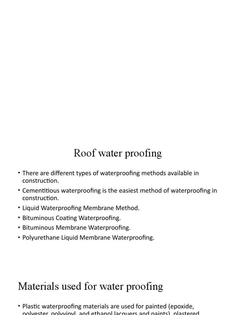 Roof Water Proofing | PDF | Concrete | Cement
