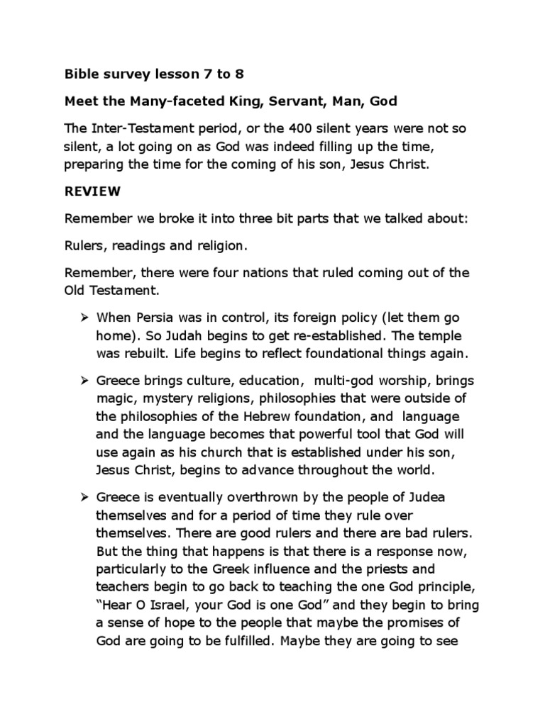 Bible Survey Lesson 7 To 8 My Notes | PDF | Gospel Of Matthew | Acts Of ...