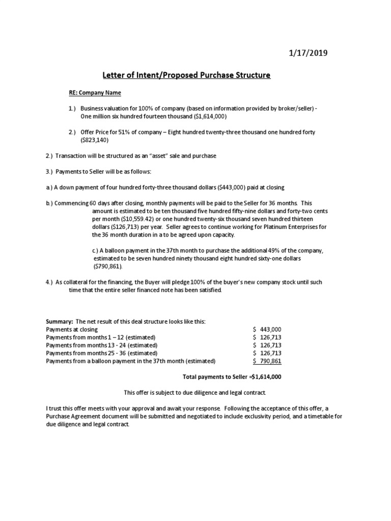 Proposed Purchase Structure | PDF | Financial Transaction | Business Law