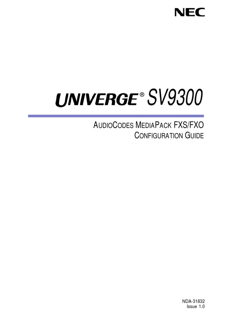 1 0A SV9300 AudioCodes MediaPack FXS FXO Config PDF | PDF | Session ...