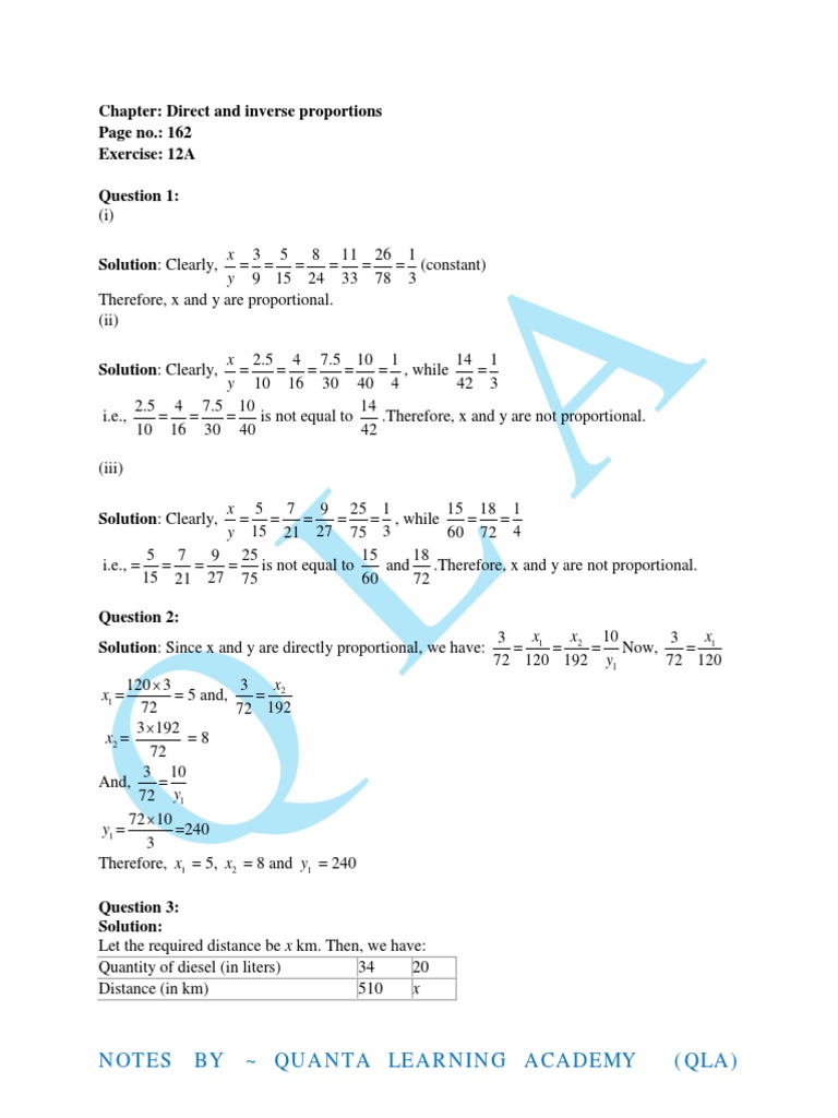 Chapter-12 Direct and Inverse Proportions | PDF | Speed | Nature