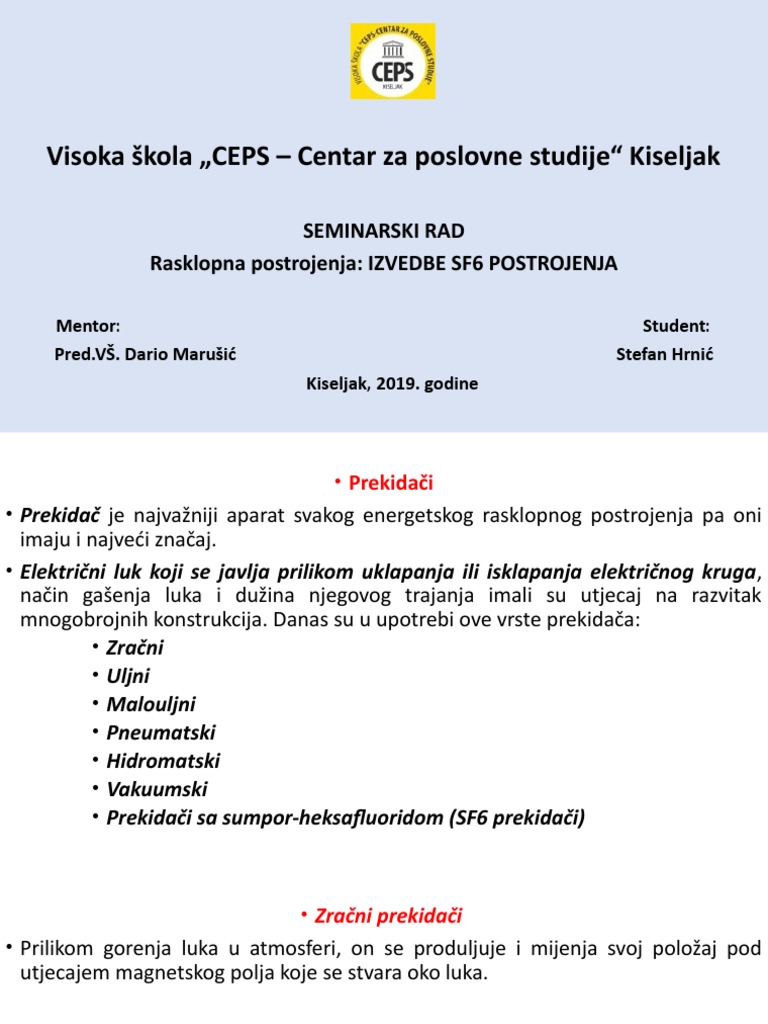 POSTROJENJA SA SF6 Gasom | PDF