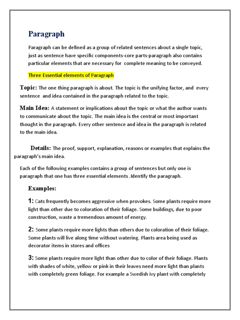 Paragraph: Topic: Main Idea | PDF | Idea | Newspapers