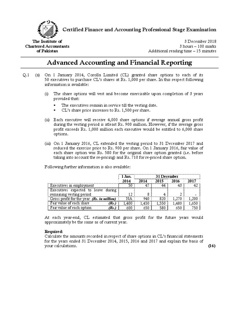 CFAP 1 AFR Winter 2018 PDF | PDF | Book Value | Expense