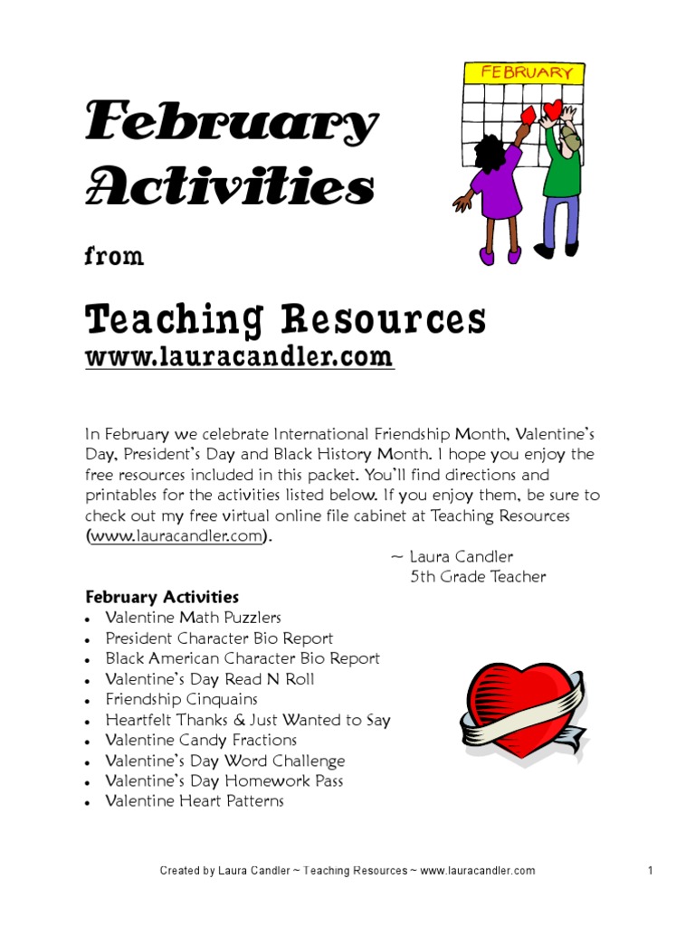 February Classroom Activities Guide | PDF | Fraction (Mathematics ...