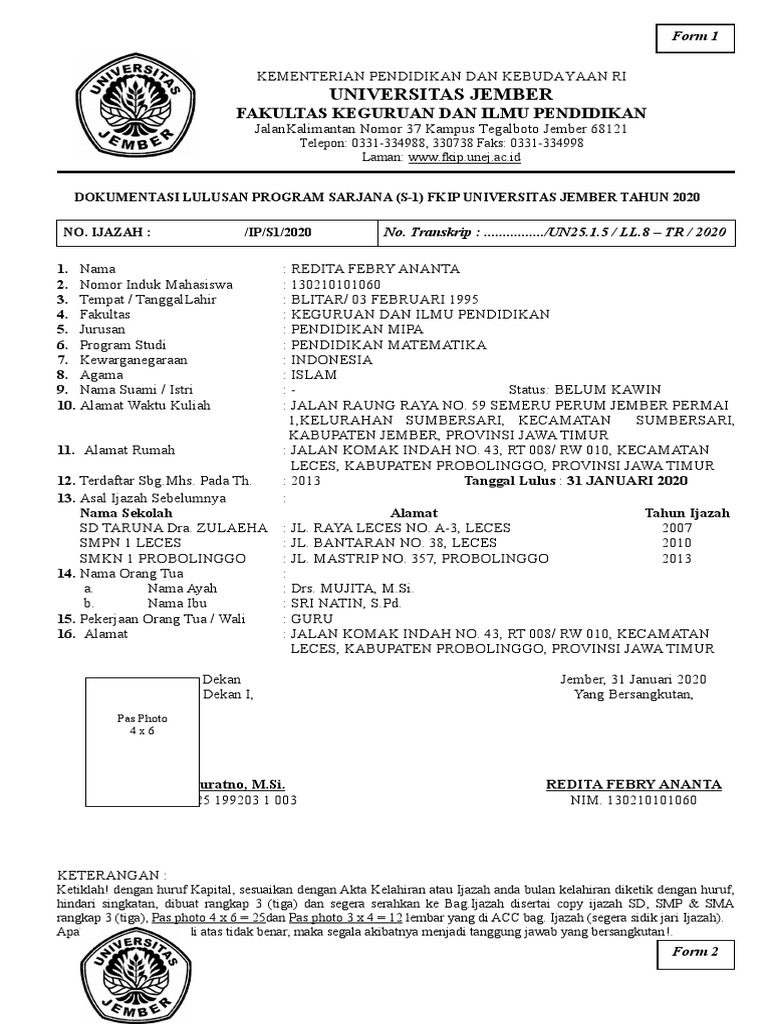 Red - Form Wisuda 1-5 | PDF