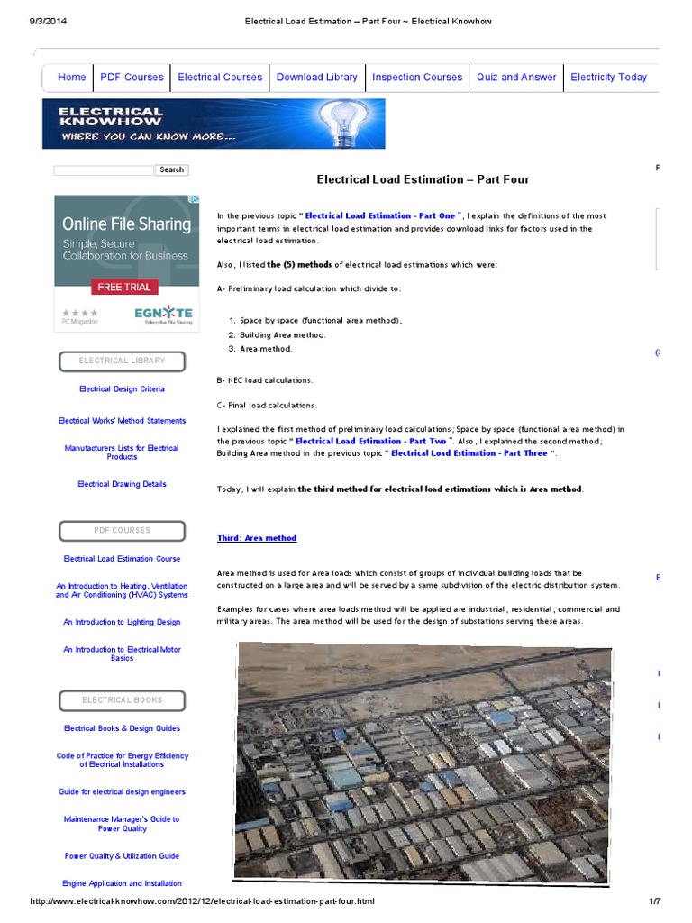 Electrical Load Estimation - Part Four Electrical Knowhow | PDF ...