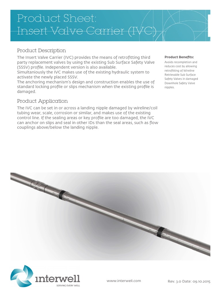 INTERWELL Product Sheet Insert Valve Carrier | PDF | Mechanical ...