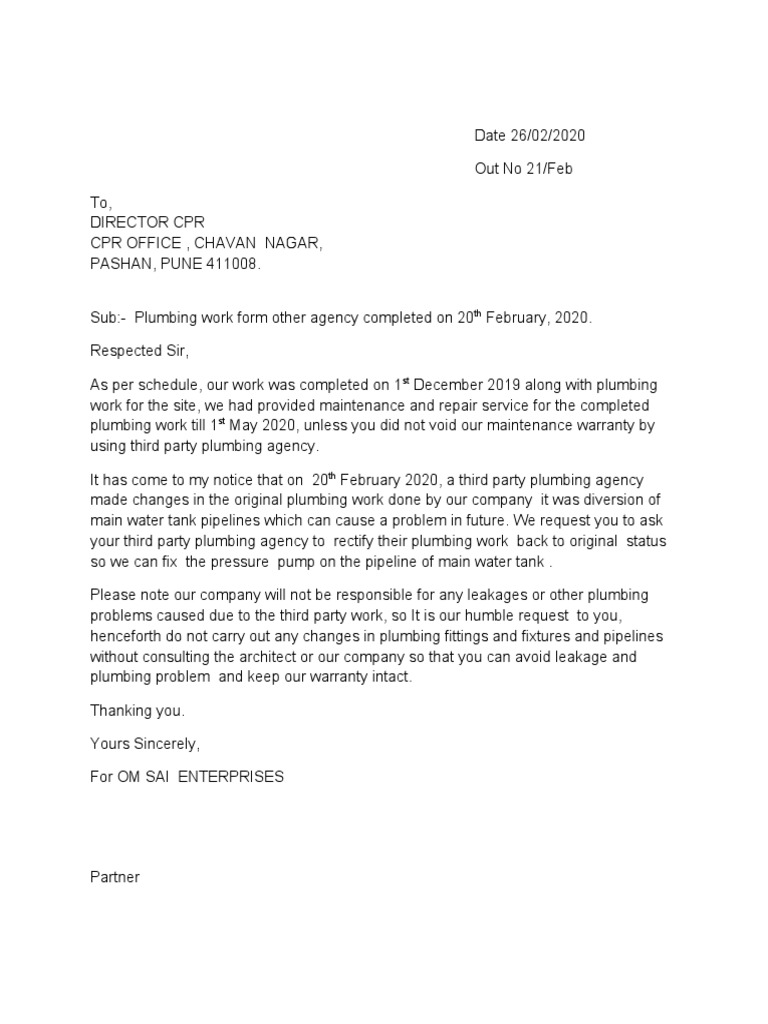 Plumbing Work Rectification | PDF | Finance & Money Management | Home ...