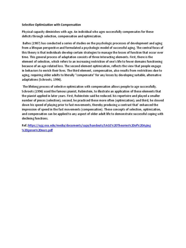 Selective Optimization With Compensation | PDF | Self-Improvement