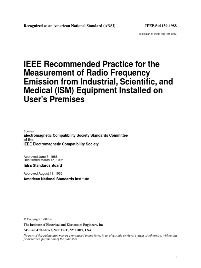 IEEE Recommended Practice For The Measurement of Radio Frequency ...