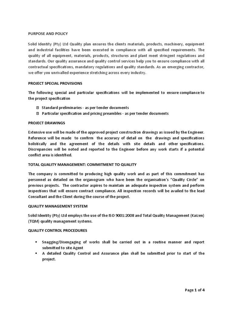 Purpose and Policy: Project Special Provisions | PDF