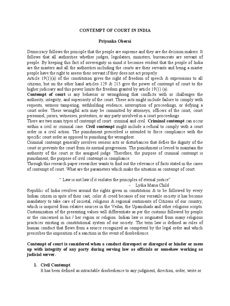 Judges' Contempt of Court in India | PDF | Common Law | Justice