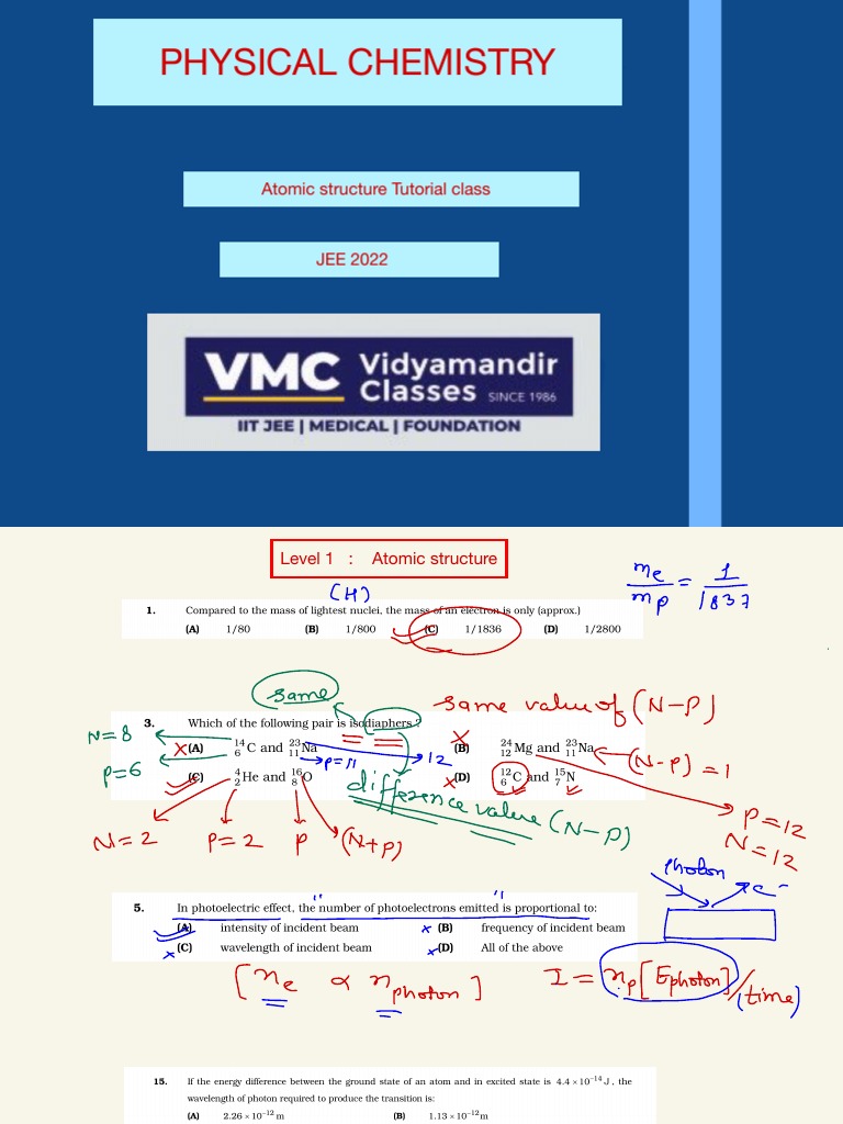 Atomic Structure Tutorial Class JEE 2022 | PDF