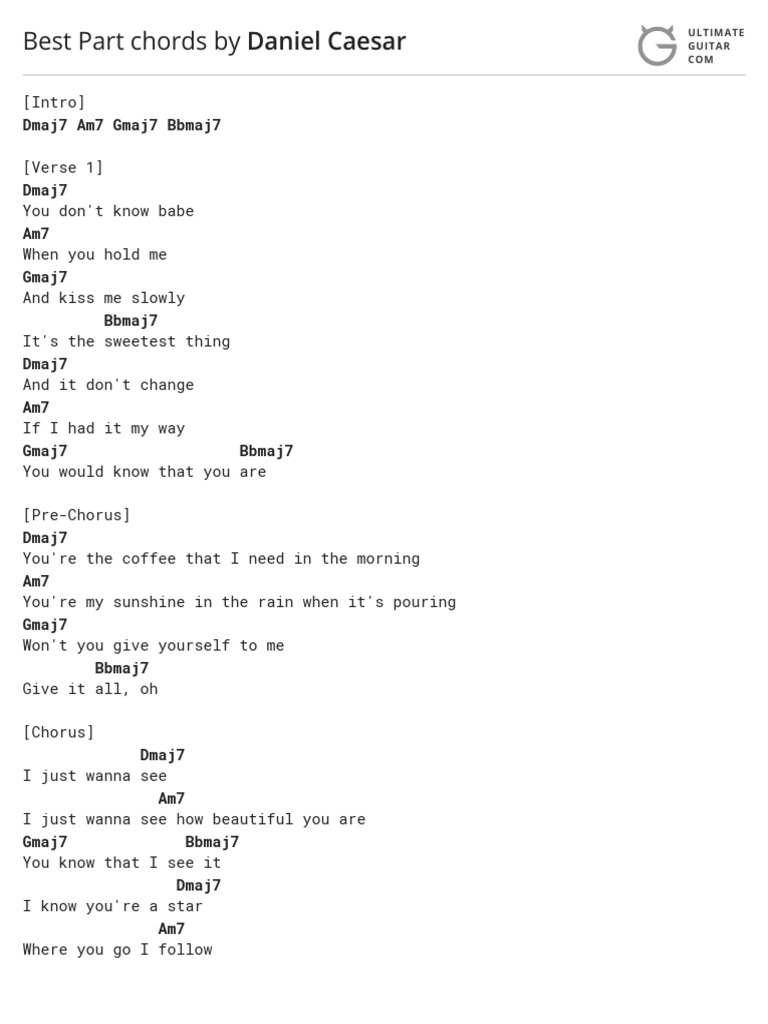 Daniel Caesar Best Part Chords | PDF