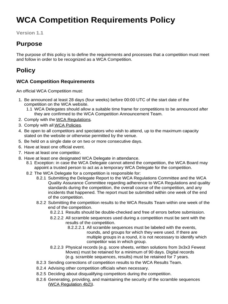 Competition Requirements WCA | PDF | Government | Business
