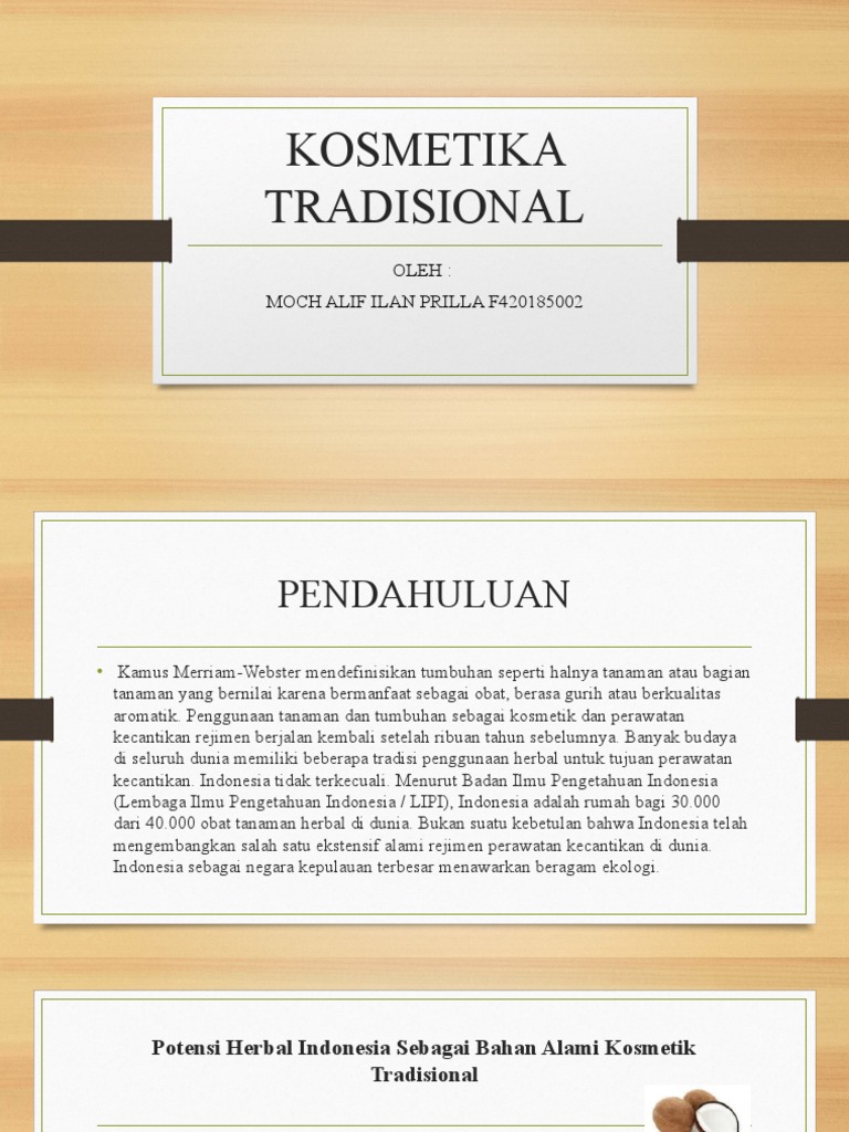 Kosmetika Tradisional Moch Alif Ilan Prilla F420185002 | PDF | Kesehatan Holistik