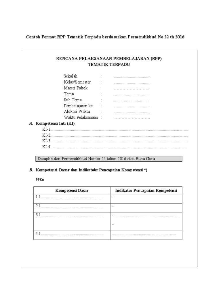 Kerangka Penyusunan RPP | PDF