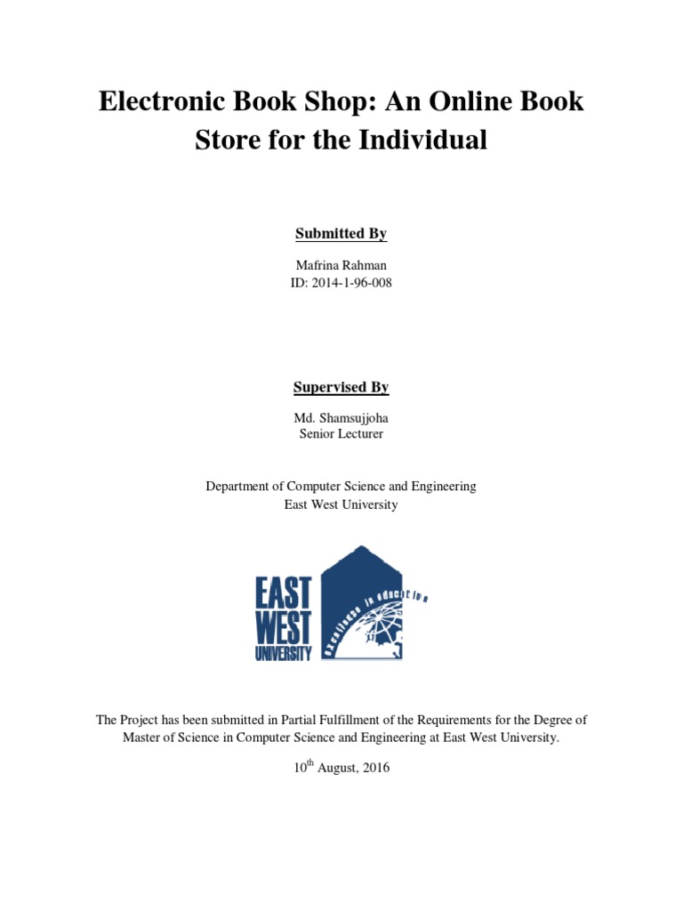 Electronic Book Shop: An Online Book Store For The Individual | PDF ...