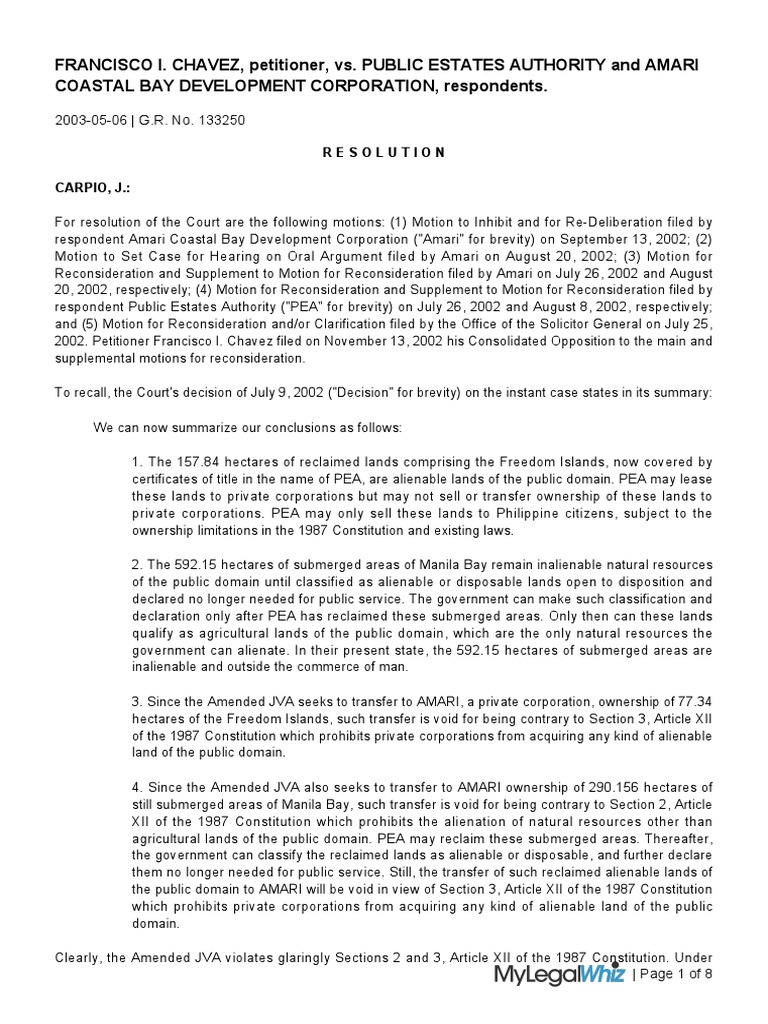 Chavez Vs PEA-AMARI 415 SCRA 403 | PDF | Ex Post Facto Law | Judiciaries