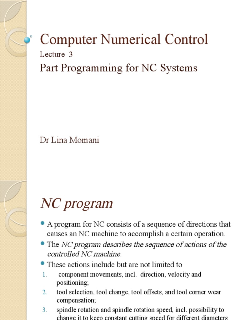 Computer Numerical Control: Part Programming For NC Systems | Download Free PDF | Numerical ...
