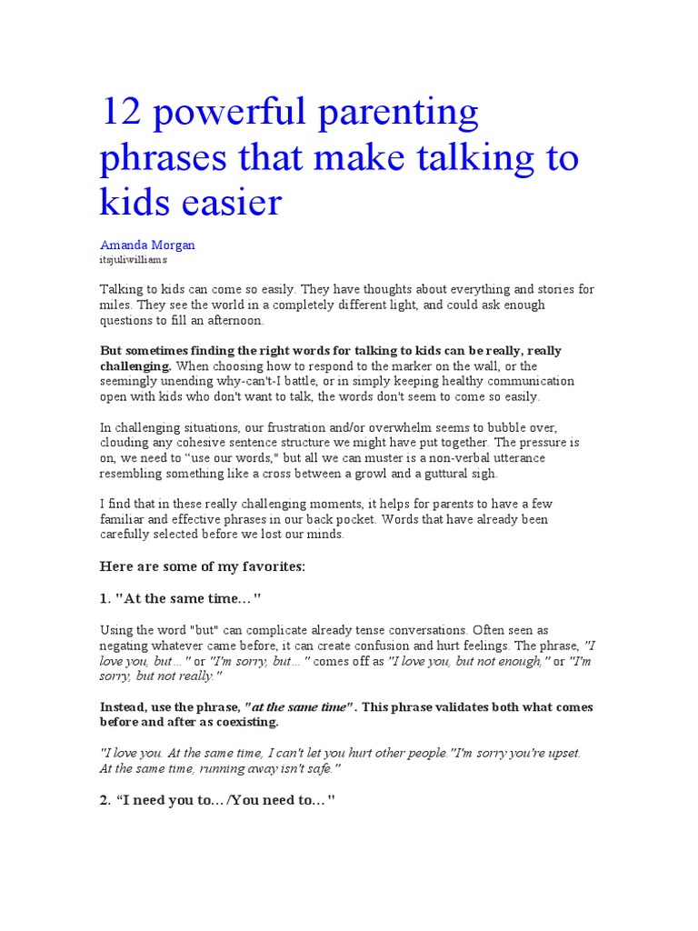 12 Key Phrases for Effective Parenting | PDF | Psychological Concepts
