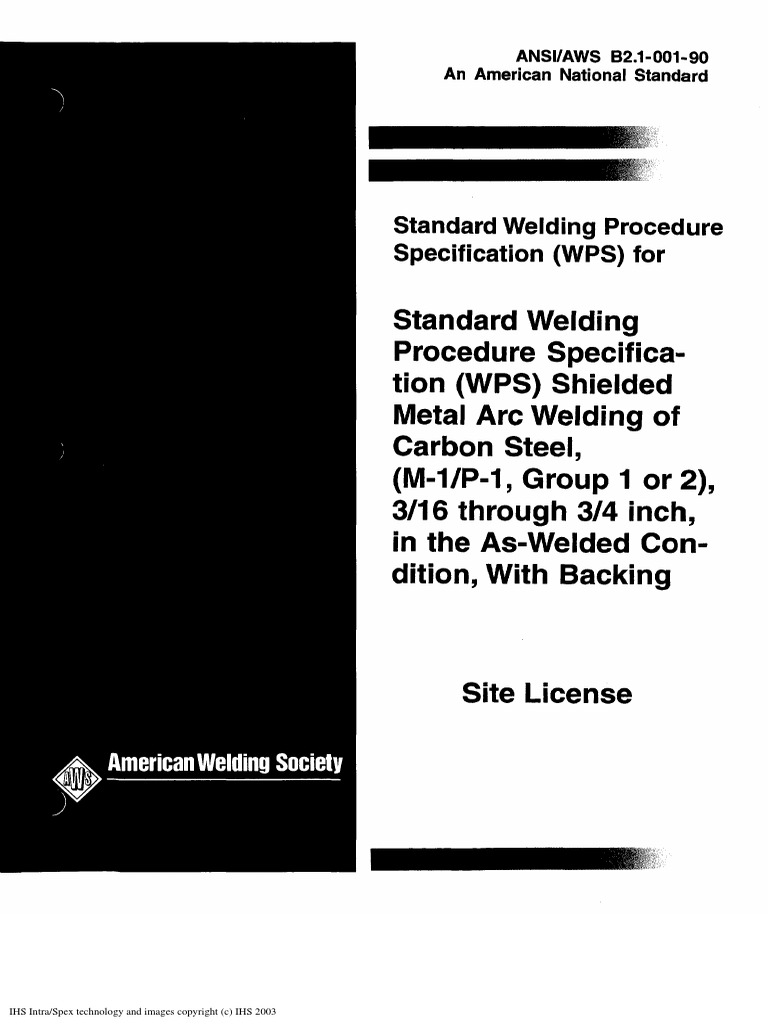 ANSI-AWS B2.1-90 Standard WPS For SMAW | PDF