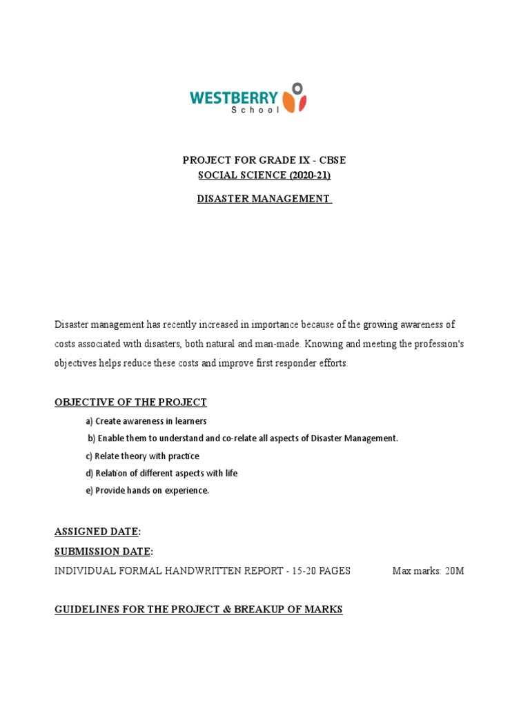 Class 9 Disaster Management Project Guide | PDF | Communication ...