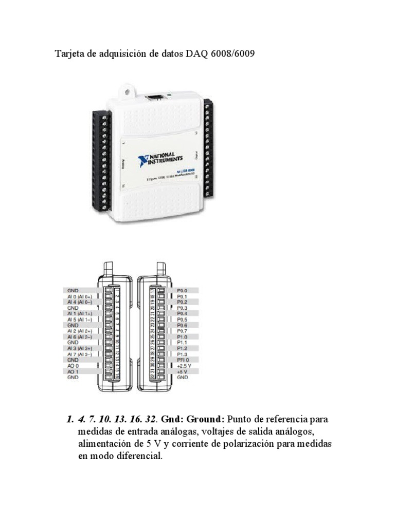 Tarjeta de Adquisición de Datos DAQ 6008 | PDF