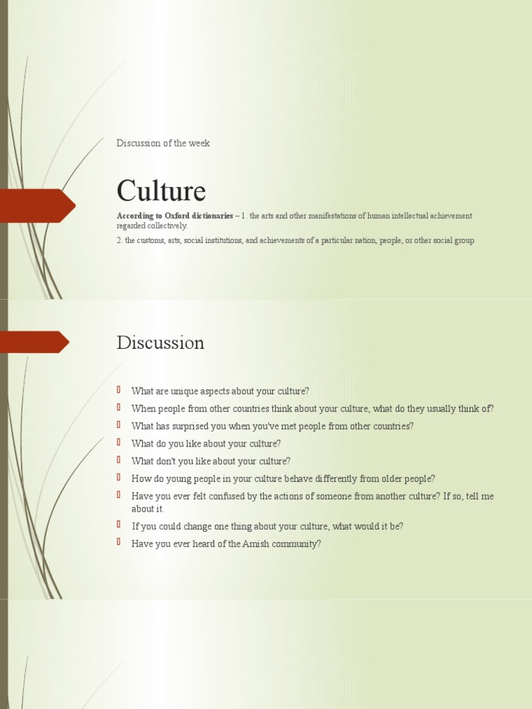 Culture: Discussion of The Week | PDF