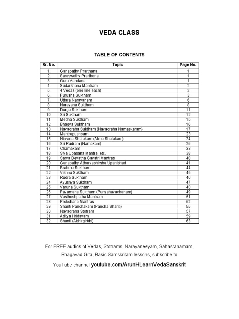 Veda Class Booklet | PDF | Hindu Philosophy | Indian Religious Texts
