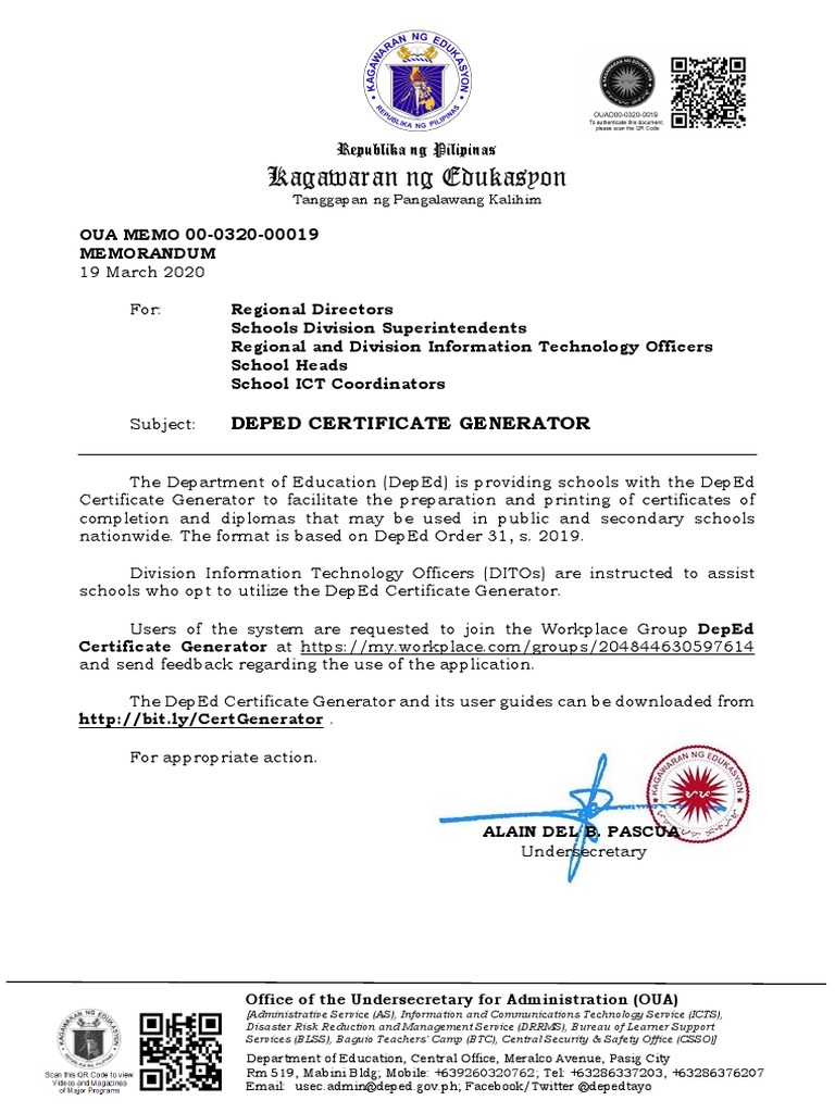 Kagawaran NG Edukasyon: Deped Certificate Generator | PDF